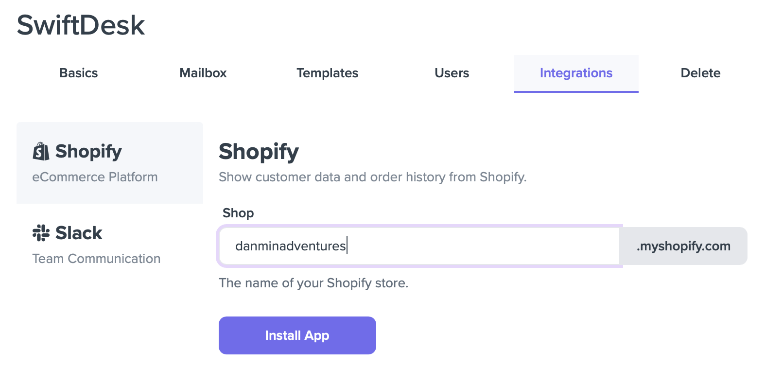 Shopify integration